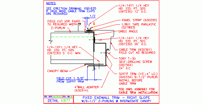 EZParts - Gable Trim with VSR Roof Fixed Clip at Canopy Beam with 10 ...